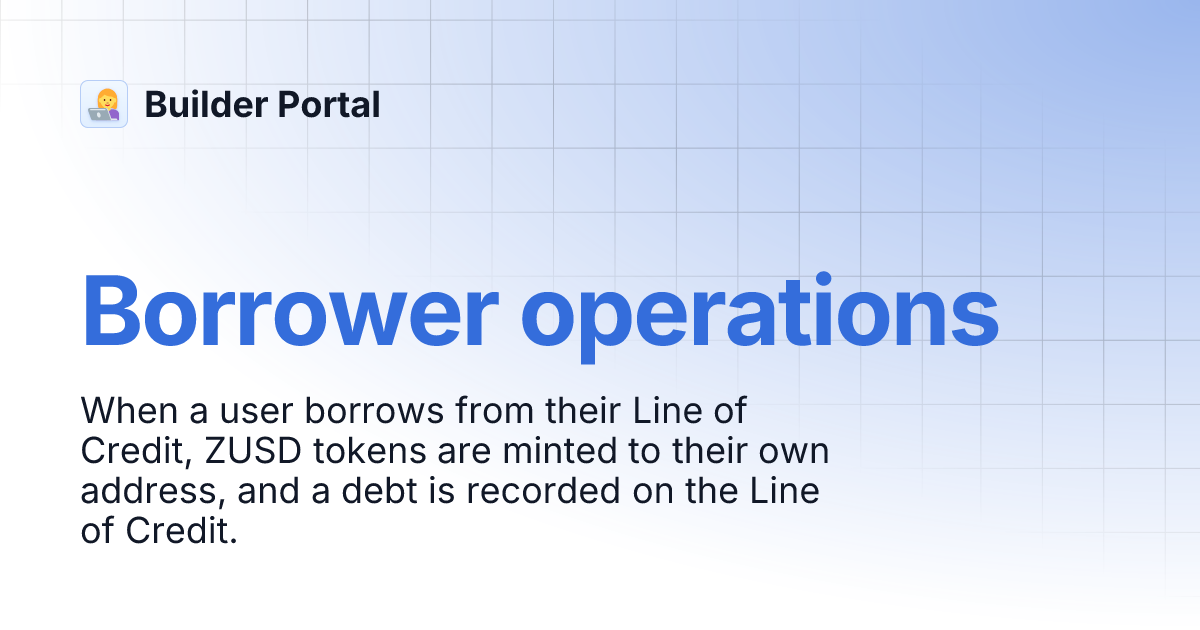 Borrower operations | Builder Portal